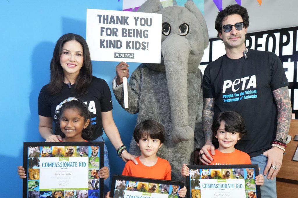 Sunny Leone, Daniel's Kids Honored with PETA India's Compassionate Kid ...